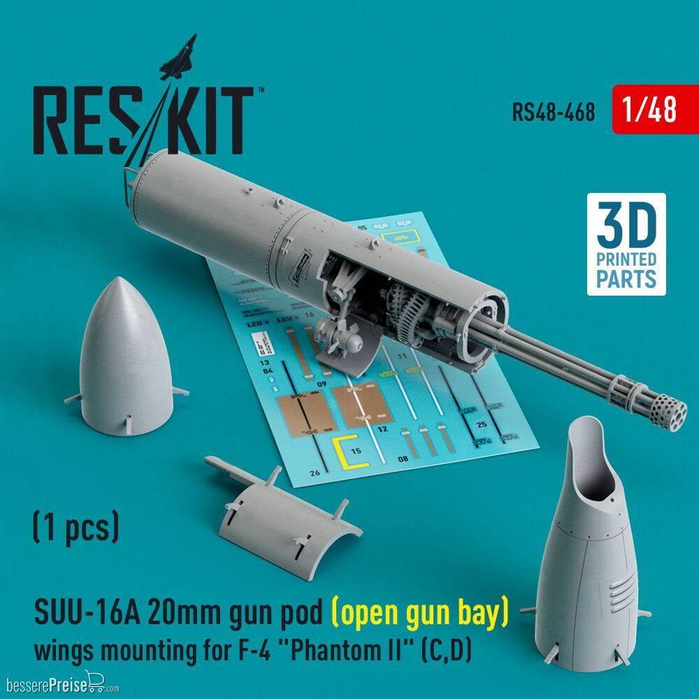 ResKit Models RS48-0468 - SUU-16A 20mm gun pod (open gun bay) wings ...