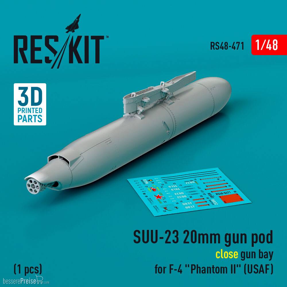 ResKit Models RS48-0471 - SUU-23 20mm gun pod (close gun bay) for F-4 ...