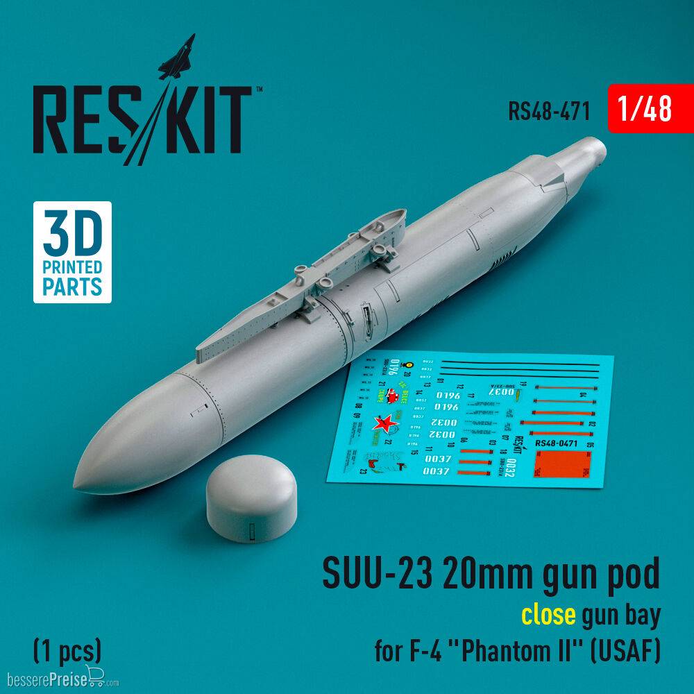 ResKit Models RS48-0471 - SUU-23 20mm gun pod (close gun bay) for F-4 ...