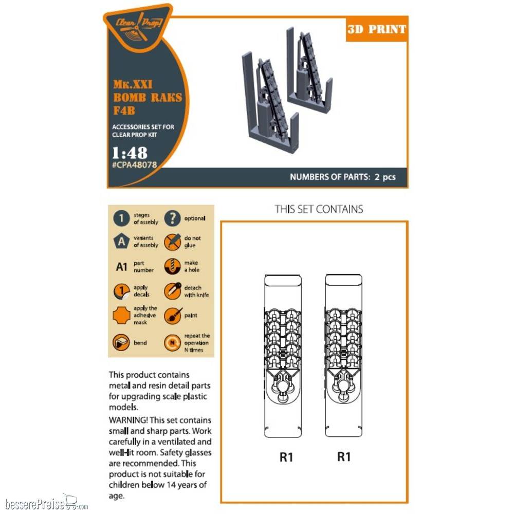 Clear Prop Accessories CPA48078 - Mk.XXI Bomb Raks F4B for CP kits