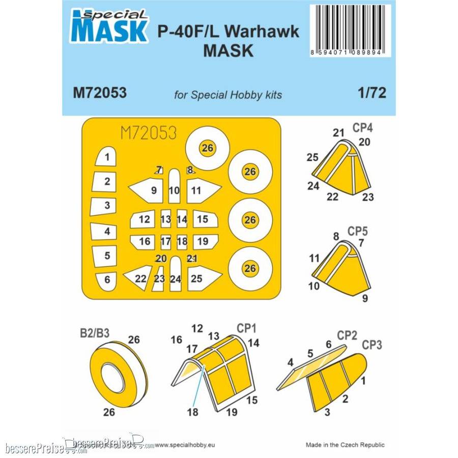 Special Hobby 100-M72053 - P-40F-L Warhawk MASK